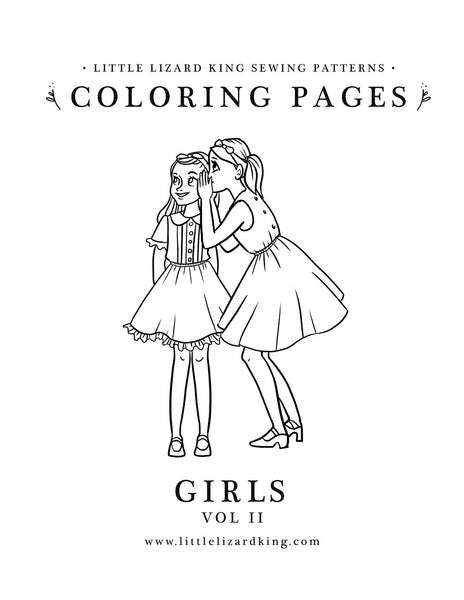three girl coloring