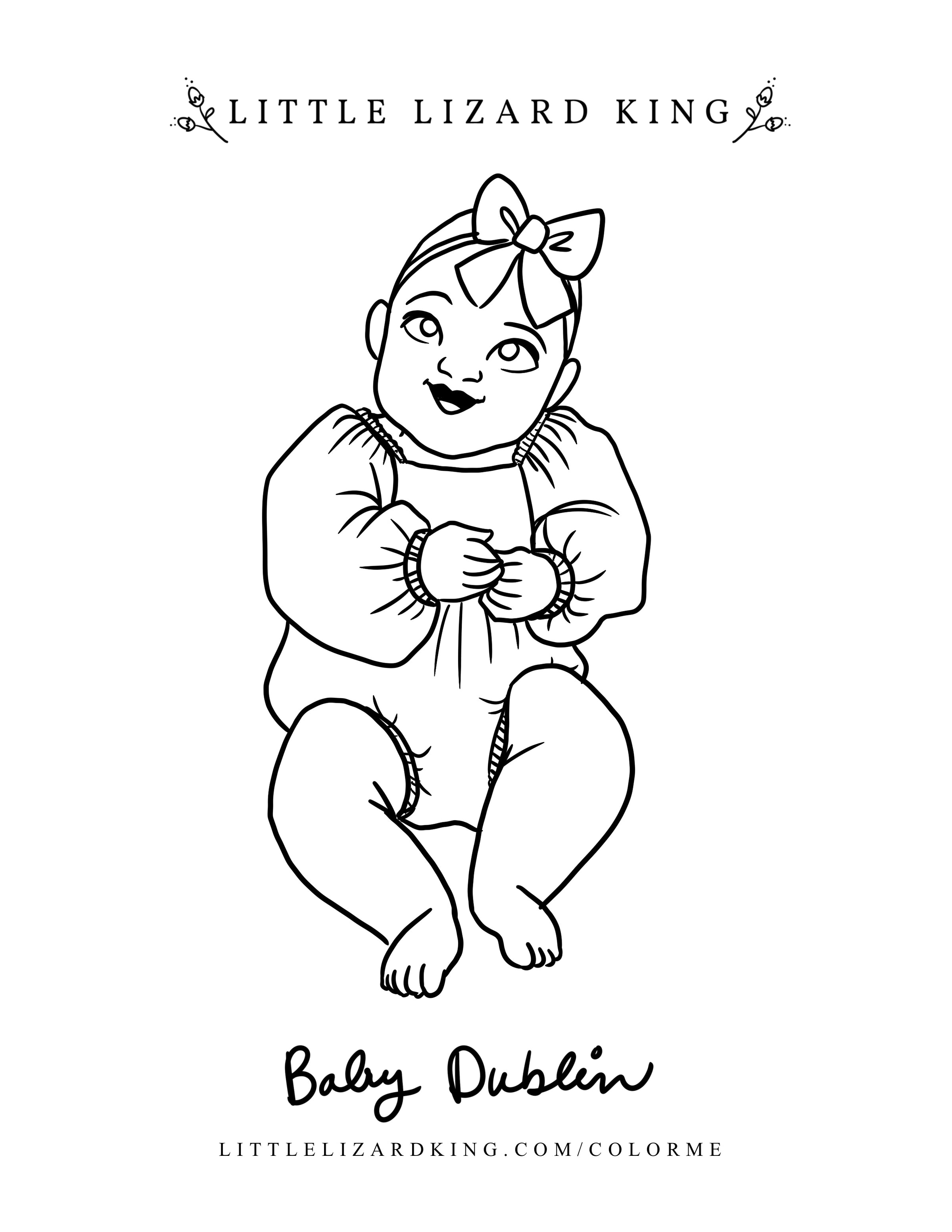 Dublin Baby Coloring Page – Little Lizard King