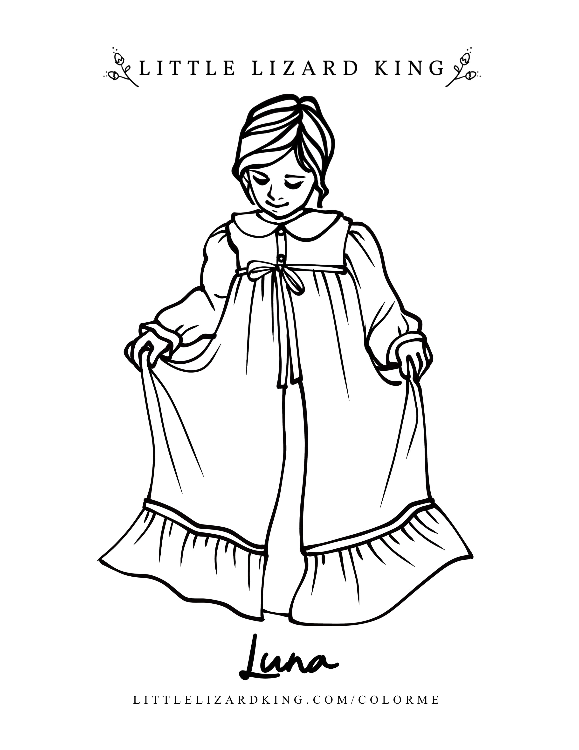 Luna Coloring Page – Little Lizard King