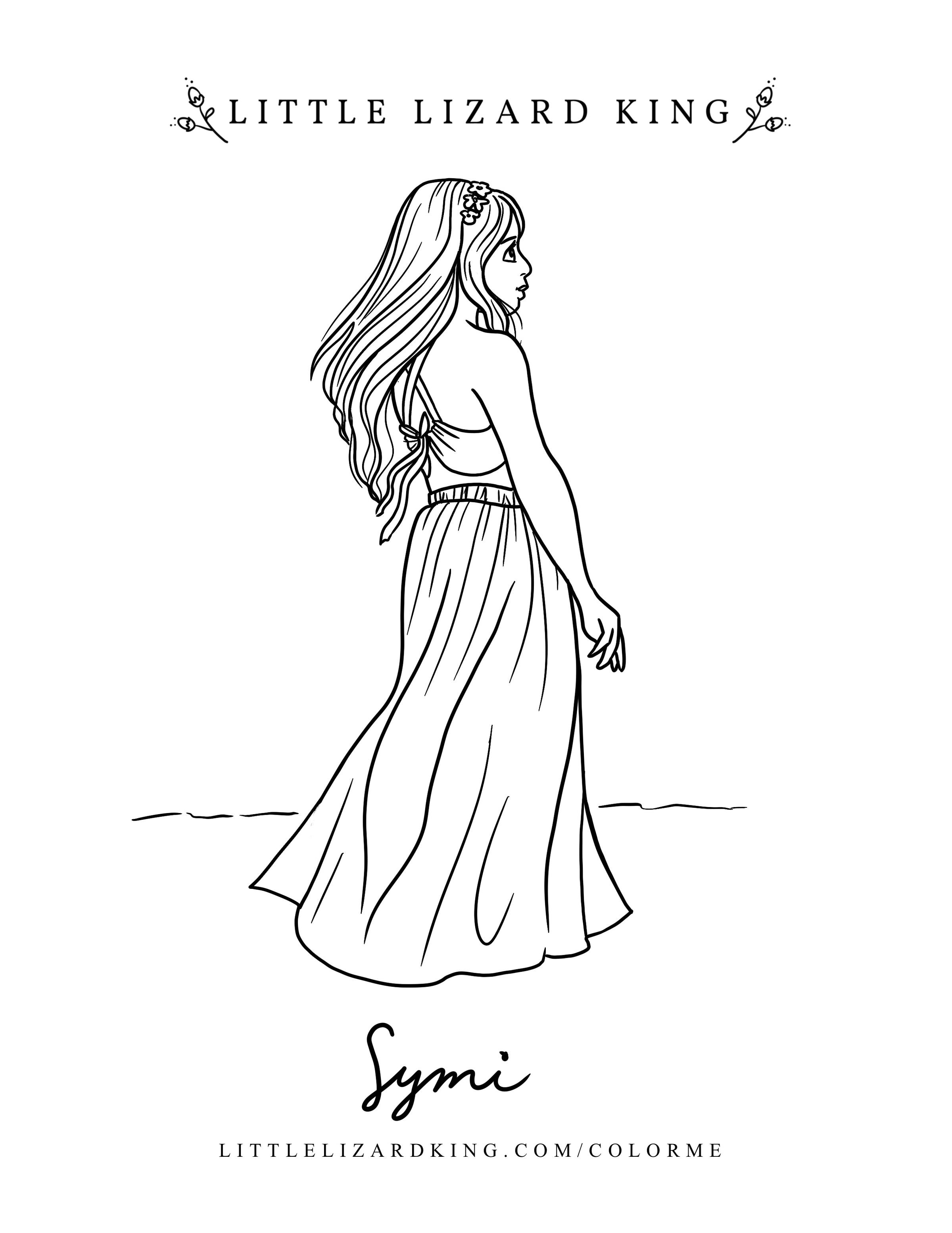 Symi Coloring Page – Little Lizard King