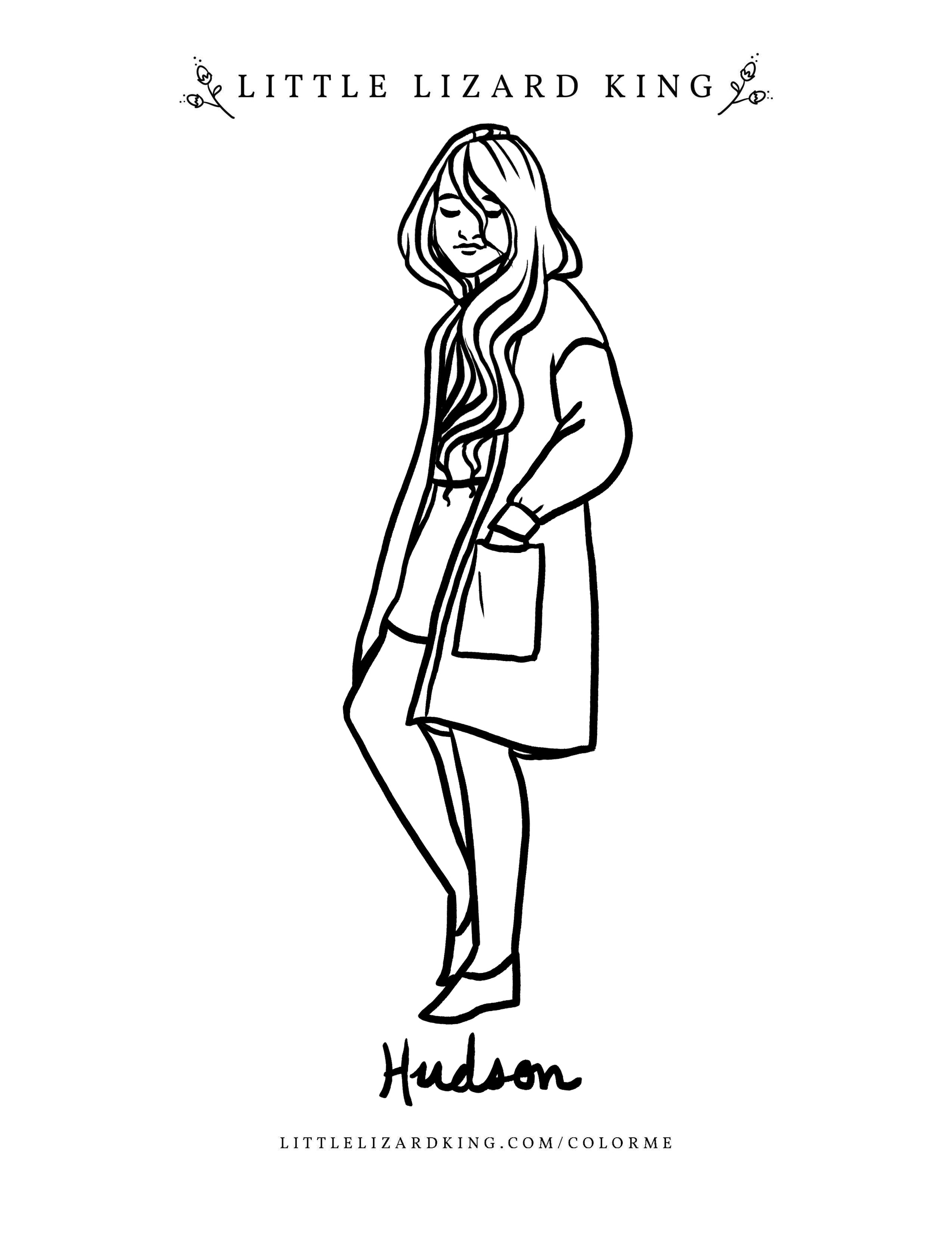 Hudson Girl Coloring Page – Little Lizard King