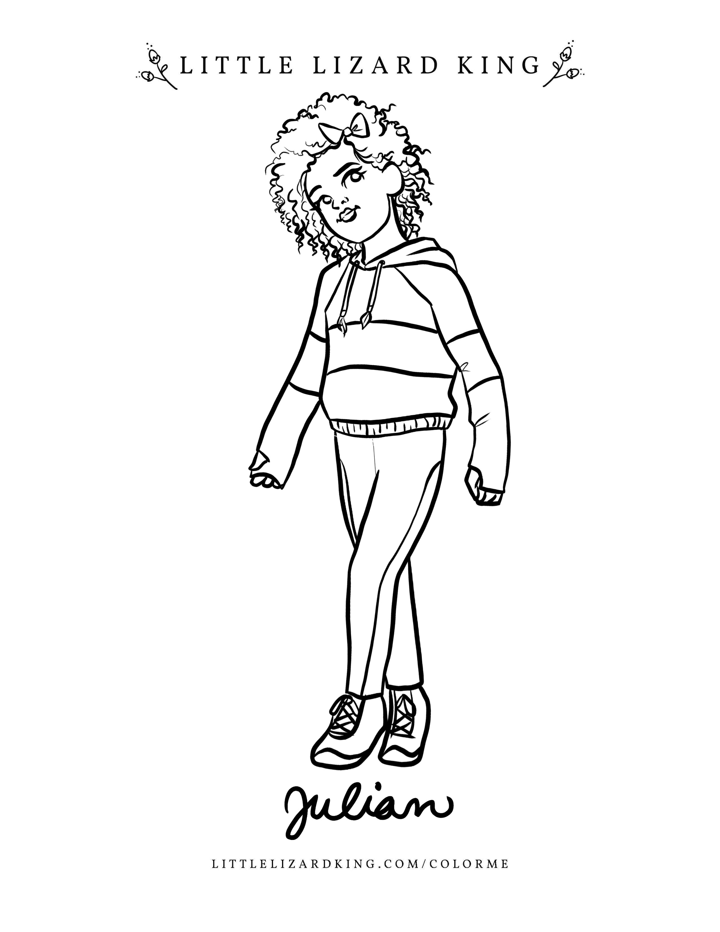 Julian Coloring Page – Little Lizard King