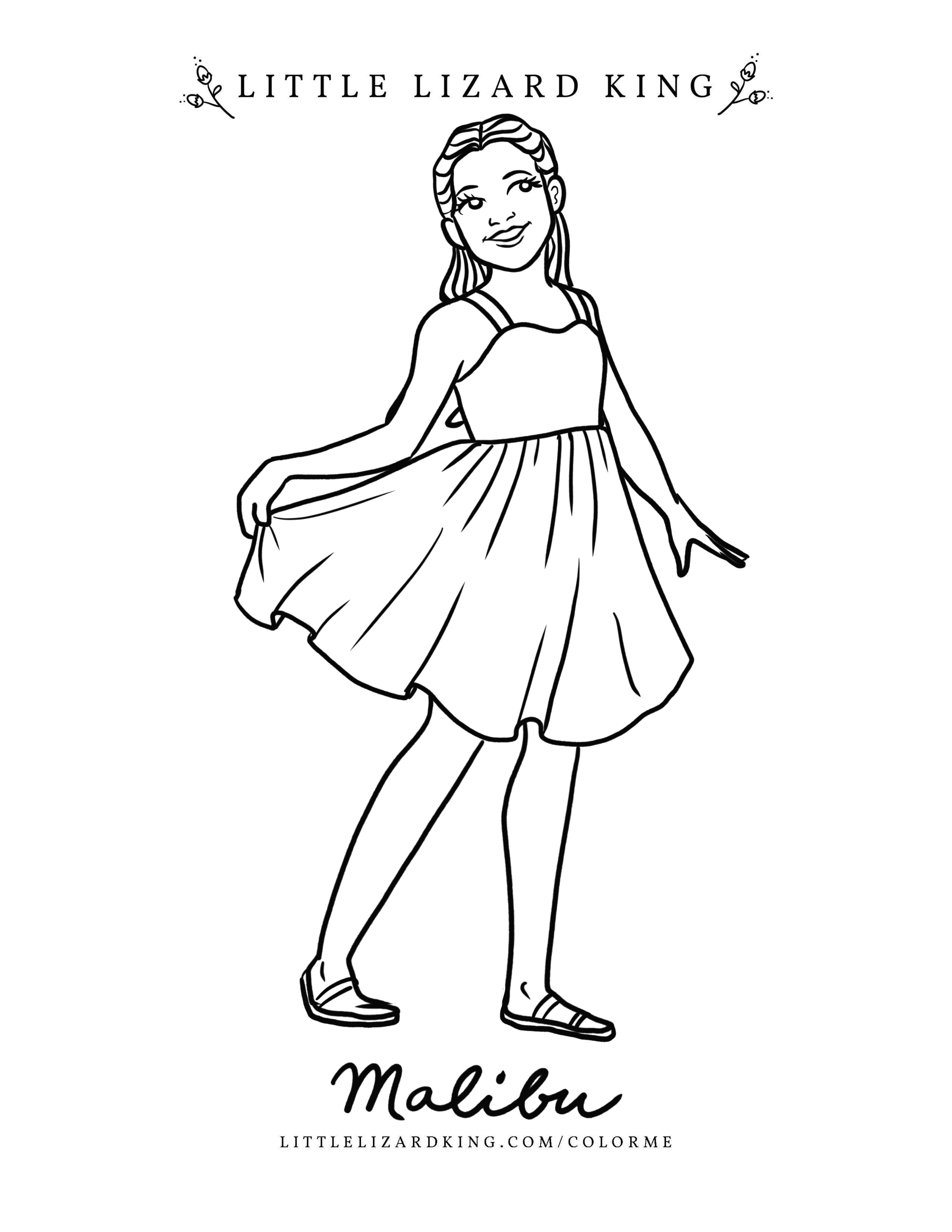 Malibu Coloring Page – Little Lizard King