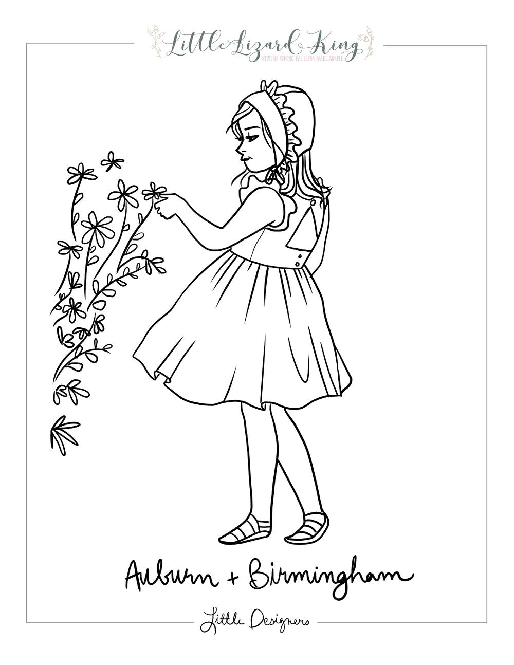 Auburn and Birmingham Coloring Page – Little Lizard King