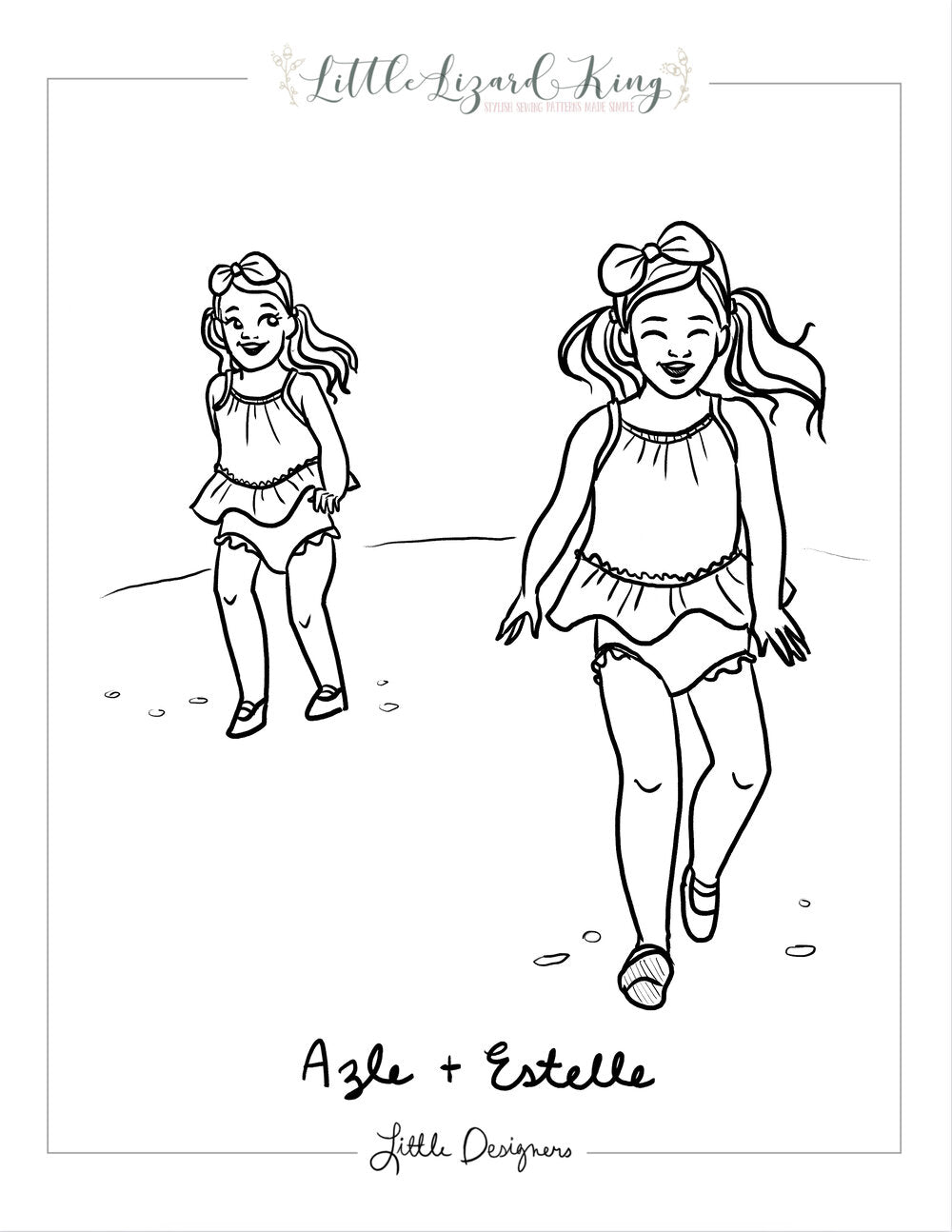 Azle and Estelle Baby Coloring Page – Little Lizard King