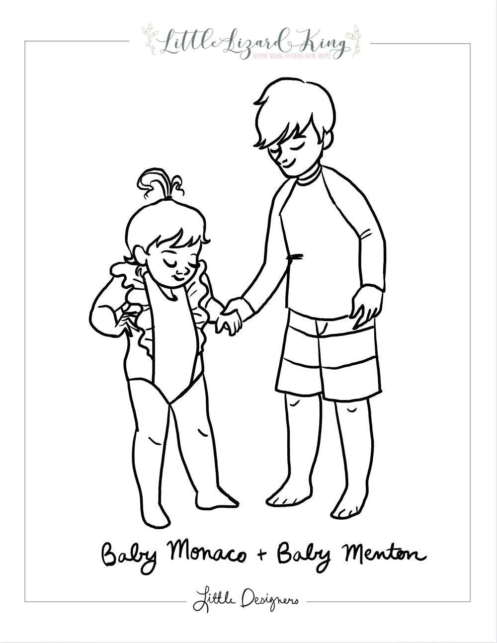 Menton and Monaco Baby Coloring Page – Little Lizard King